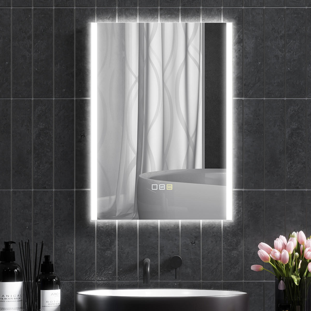 Vallsero BADEZIMMERSPIEGEL mit 3-farbiger LED-Beleuchtung und Memory ...