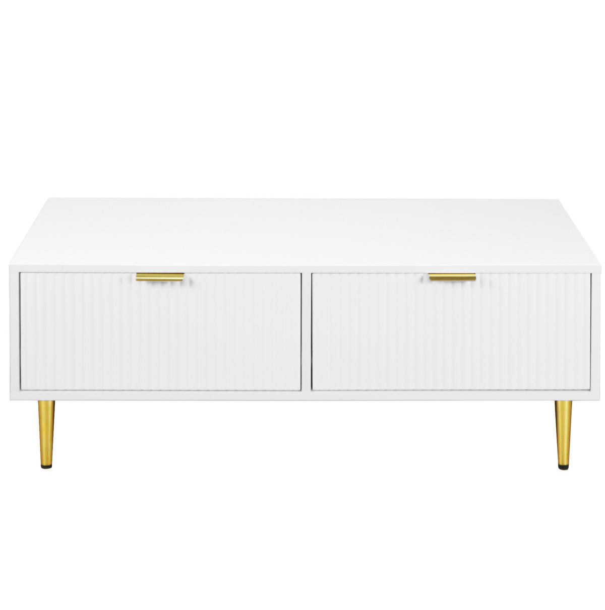 BEAOK KLUBSKA miza 100/50/40 cm bela z zlatimi detajli, MDF, z 2 ...