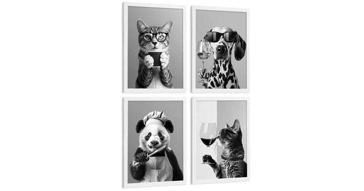 Nacnic PLAKAT Sada 4 Byn Animals A3 Bílý rám najít online XXXLutz.cz