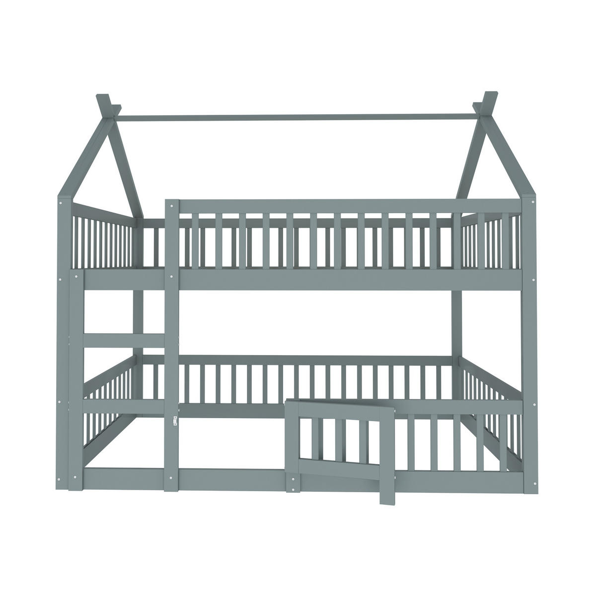 Redom ETAGENBETT 140/200 cm mit Treppe, hohem Fallschutz und Tür, Grau ...