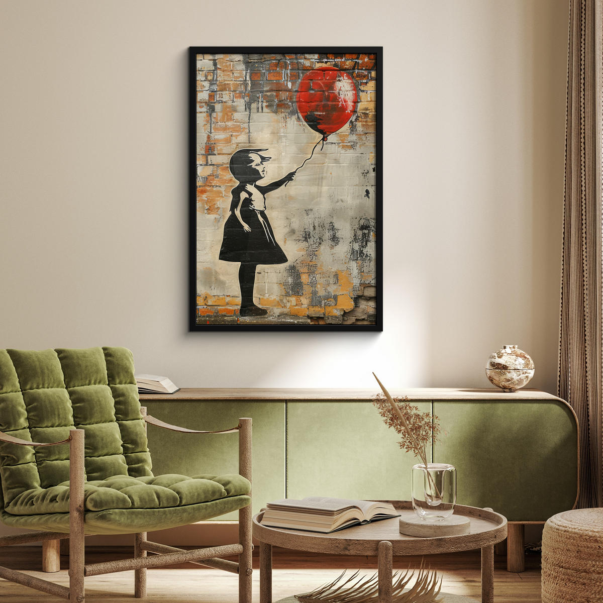 MuchoWow POSTER MIT RAHMENGERAHMTES BILD Graffiti - Banksy - Mädchen ...