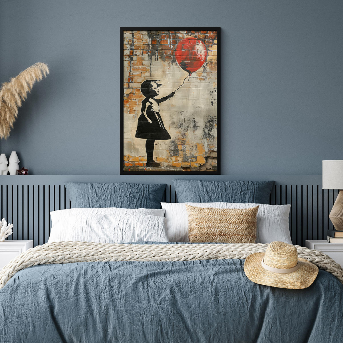 MuchoWow POSTER MIT RAHMENGERAHMTES BILD Graffiti - Banksy - Mädchen ...