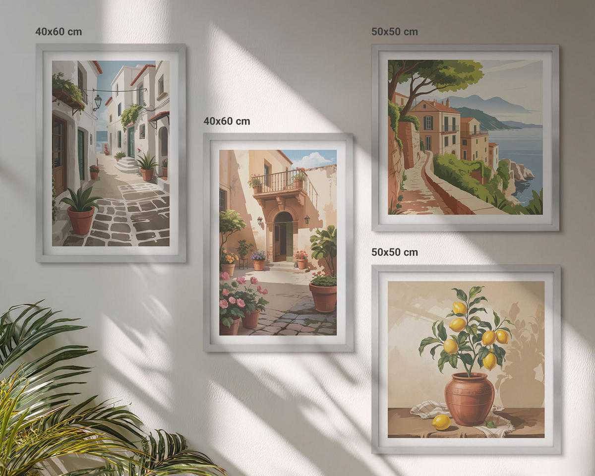 TULUP BILDER SET 4er Set - 50x50 cm & 40x60 cm Silberner Rahmen ...
