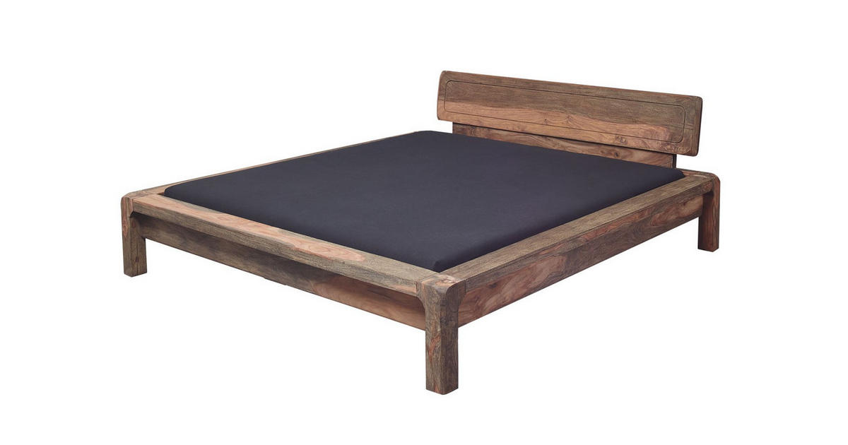 Massivmoebel24 BETT Massivholz Sheesham 160 x 200 x 80 grau BUENO #012 ...