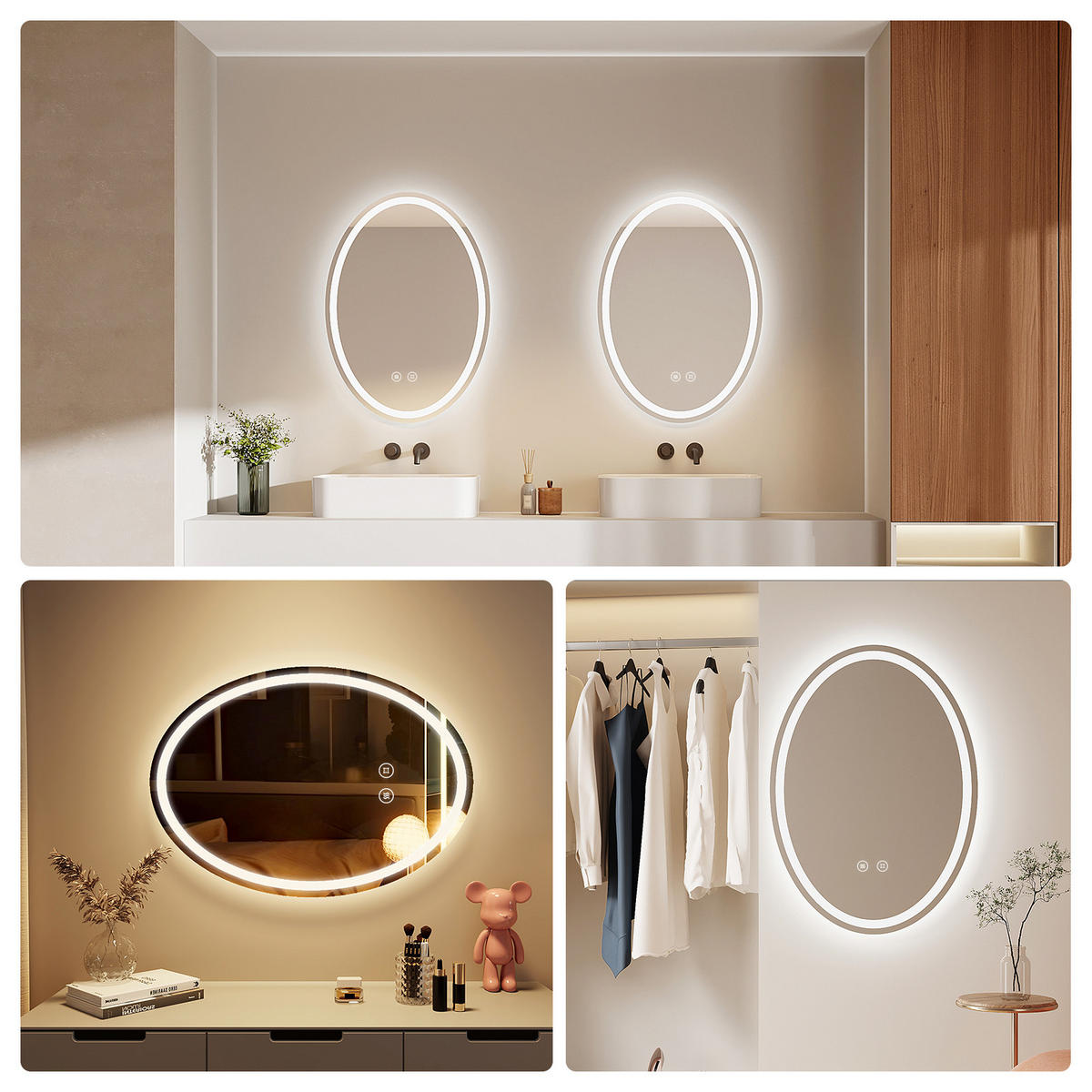 EMKE BADSPIEGEL mit LED-Beleuchtung Oval 80/60/3 cm jetzt nur online ...