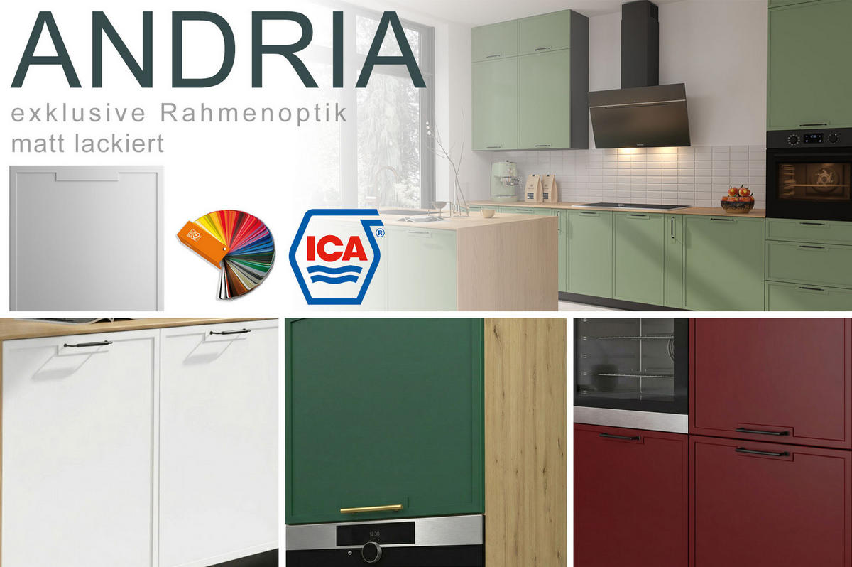 Feldmann-Wohnen KÜCHENZEILE Andria RAL/ICA Wunschfarbe / weiß 350 / 60 ...