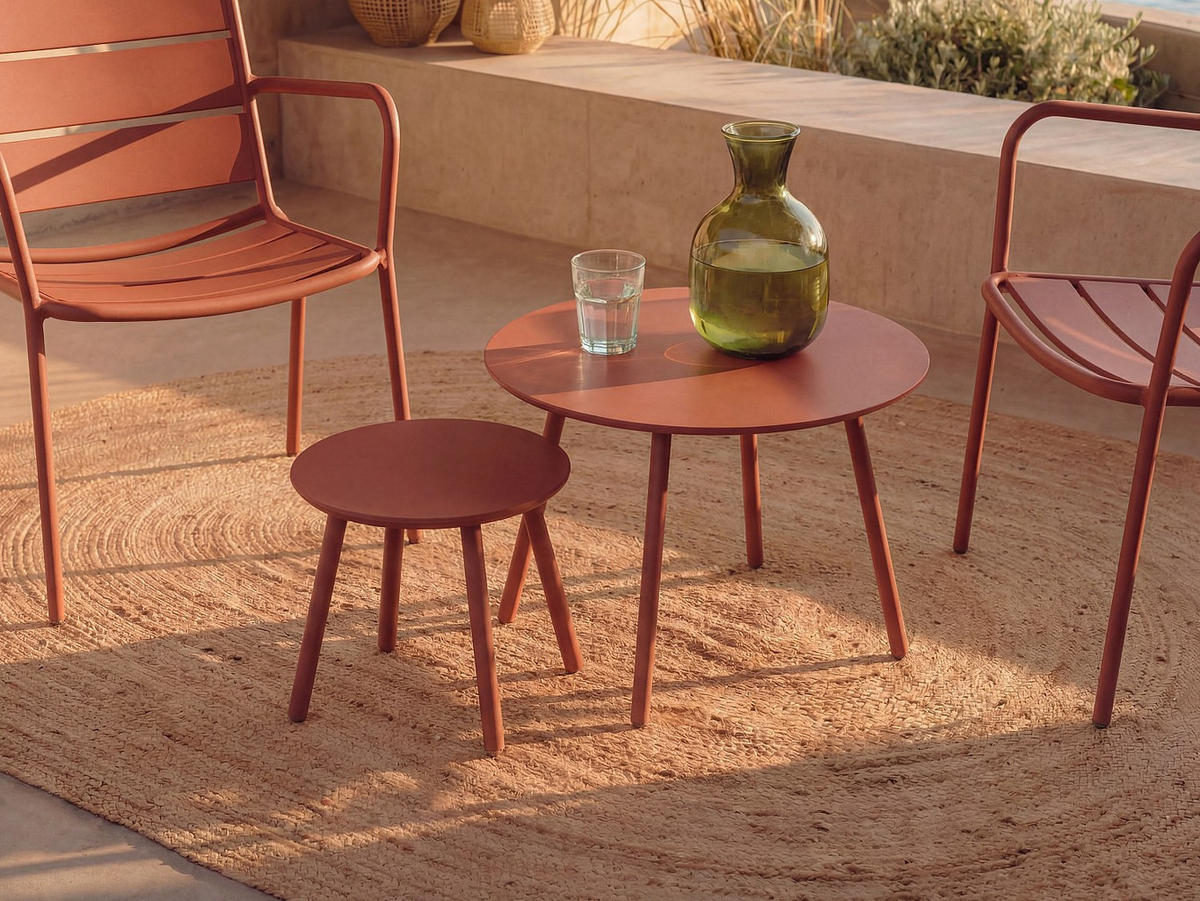 Vente-Unique GARTENBEISTELLTISCH - 60 cm x 60 cm - Metall - Terracotta ...