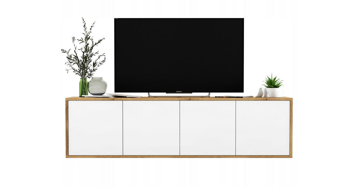 Meble Lindner TV-LOWBOARD Apollo2 Wotan Eiche / Weiß matt 150 cm online ...