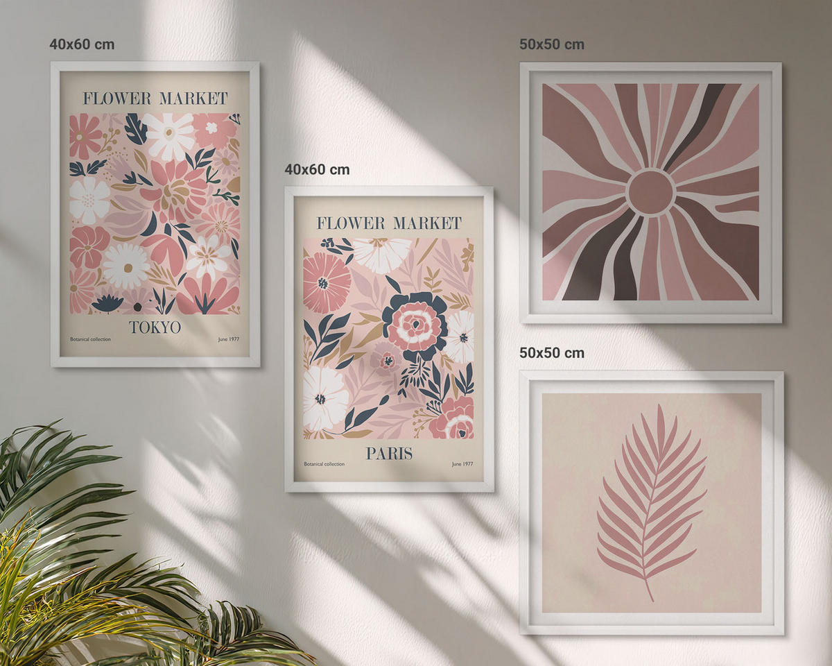 TULUP BILDER SET 4er Set - 50x50 cm & 40x60 cm Weißer Rahmen ...