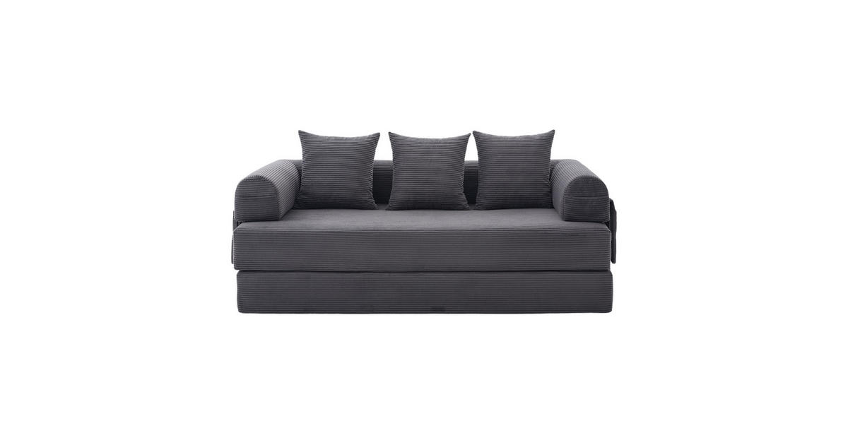 Oxeza SCHLAFSOFA 200/94/67 cm Dunkelgrau mit Seitentaschen plus und 3 ...