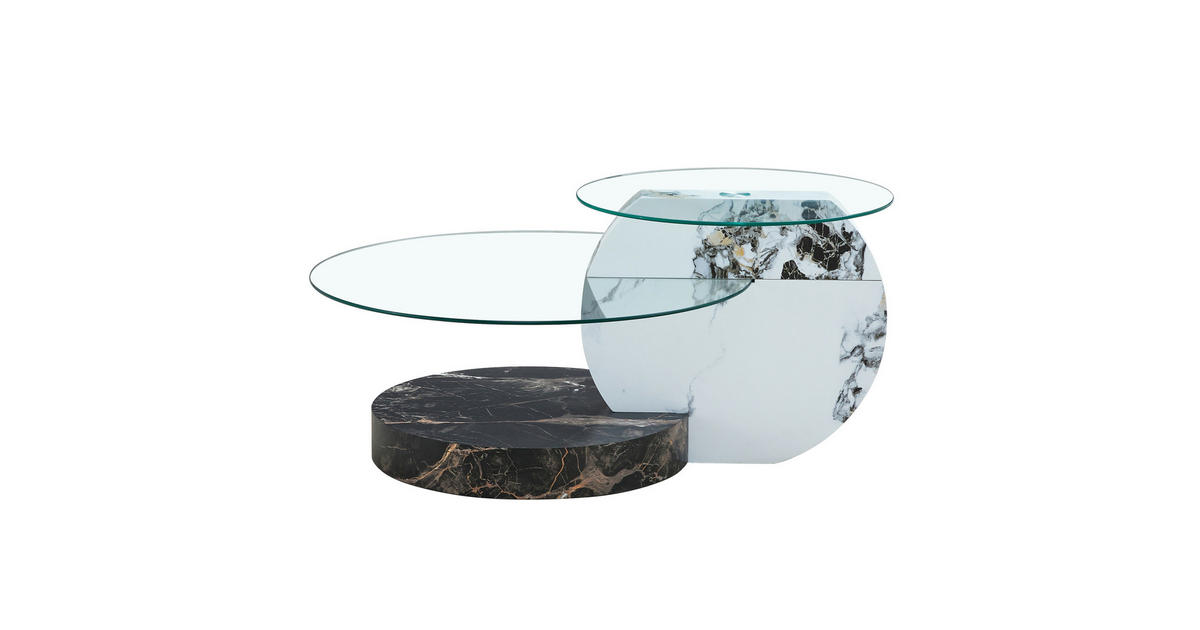Redom COUCHTISCH 90/70/44 cm mit 2 Ebenen, Sicherheitsglas und ...