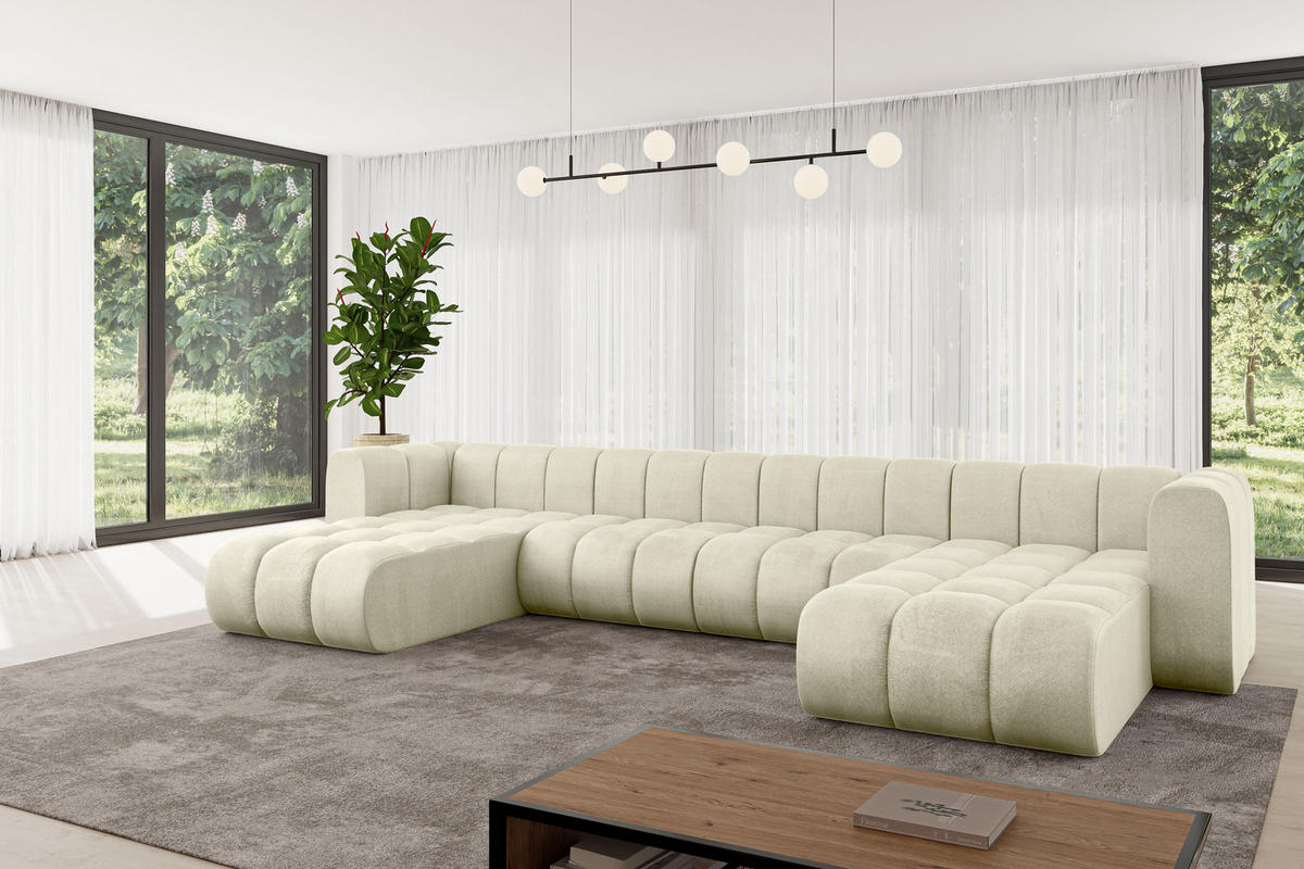ALTDECOR WOHNLANDSCHAFT modulares Sofa Joren-U2 - 410x177x70 cm Beige ...