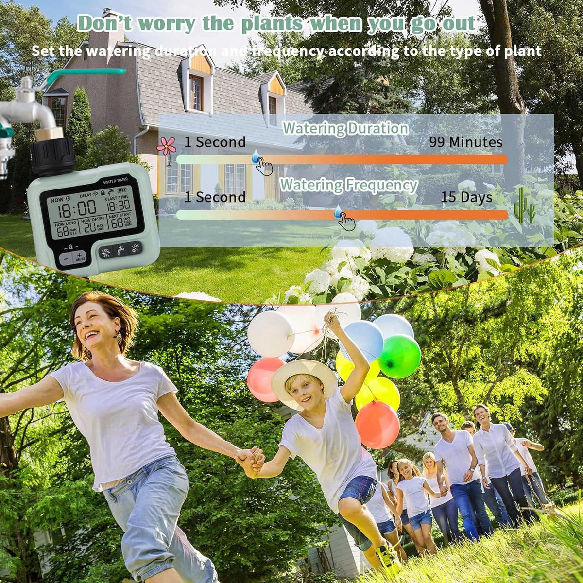 Authentics BEWÄSSERUNGSREGLER mit LCD-Display, Wasserzeitschaltuhr ...