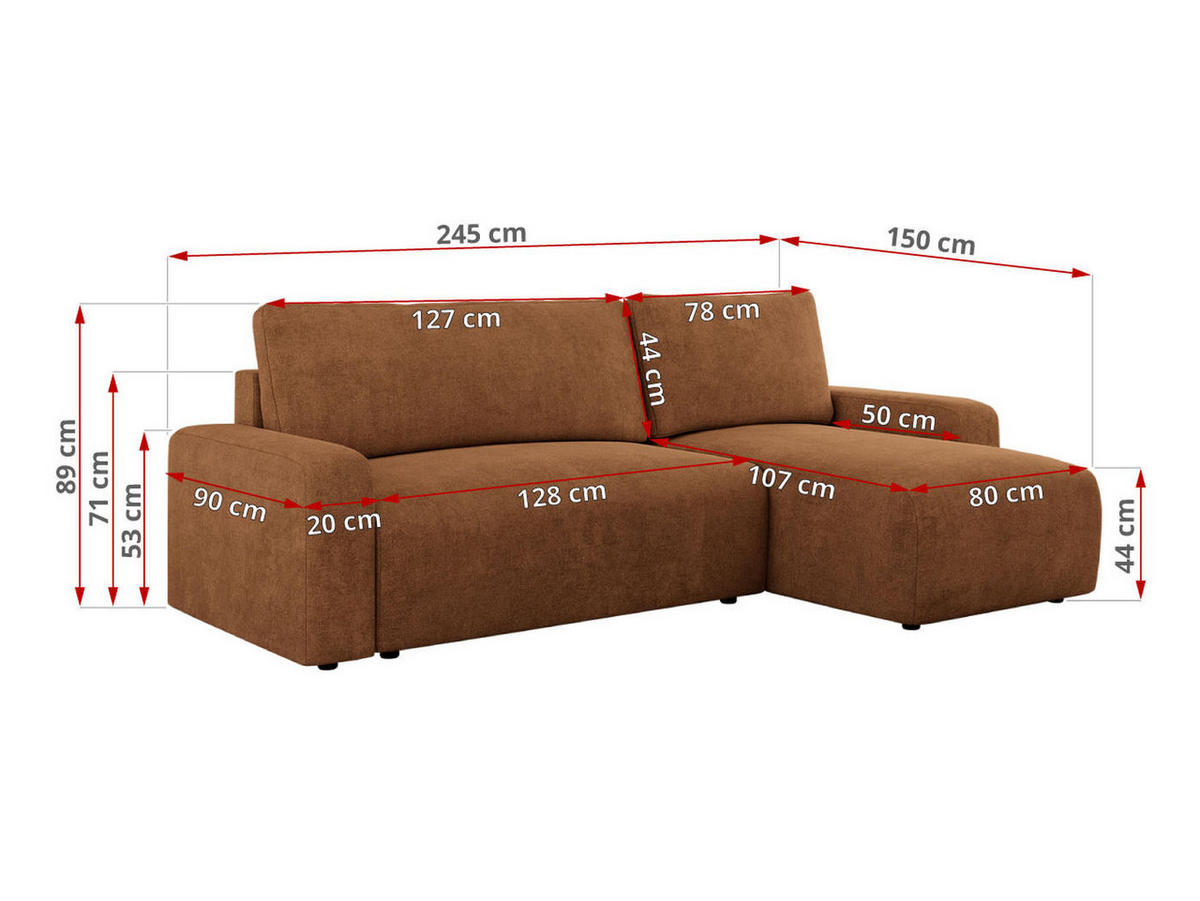 MKS ECKSOFA ARGOS Orange Struktur