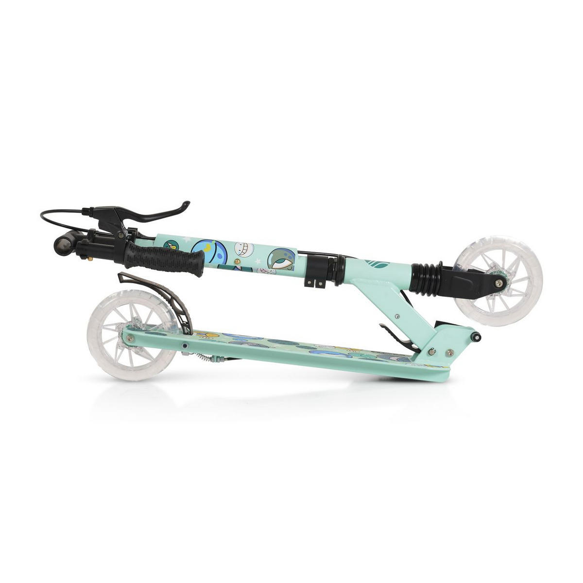 KINDERROLLER Snazzy faltbar grün Hinterradbremse Seitenständer LED ...