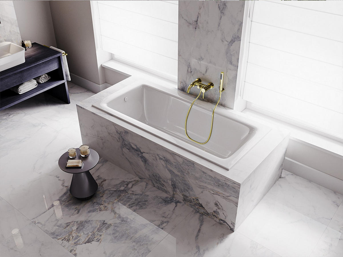 bad land BADEWANNE Rechteck TALIA SLIM 160/75 mit Styro Ablauf Füße ...