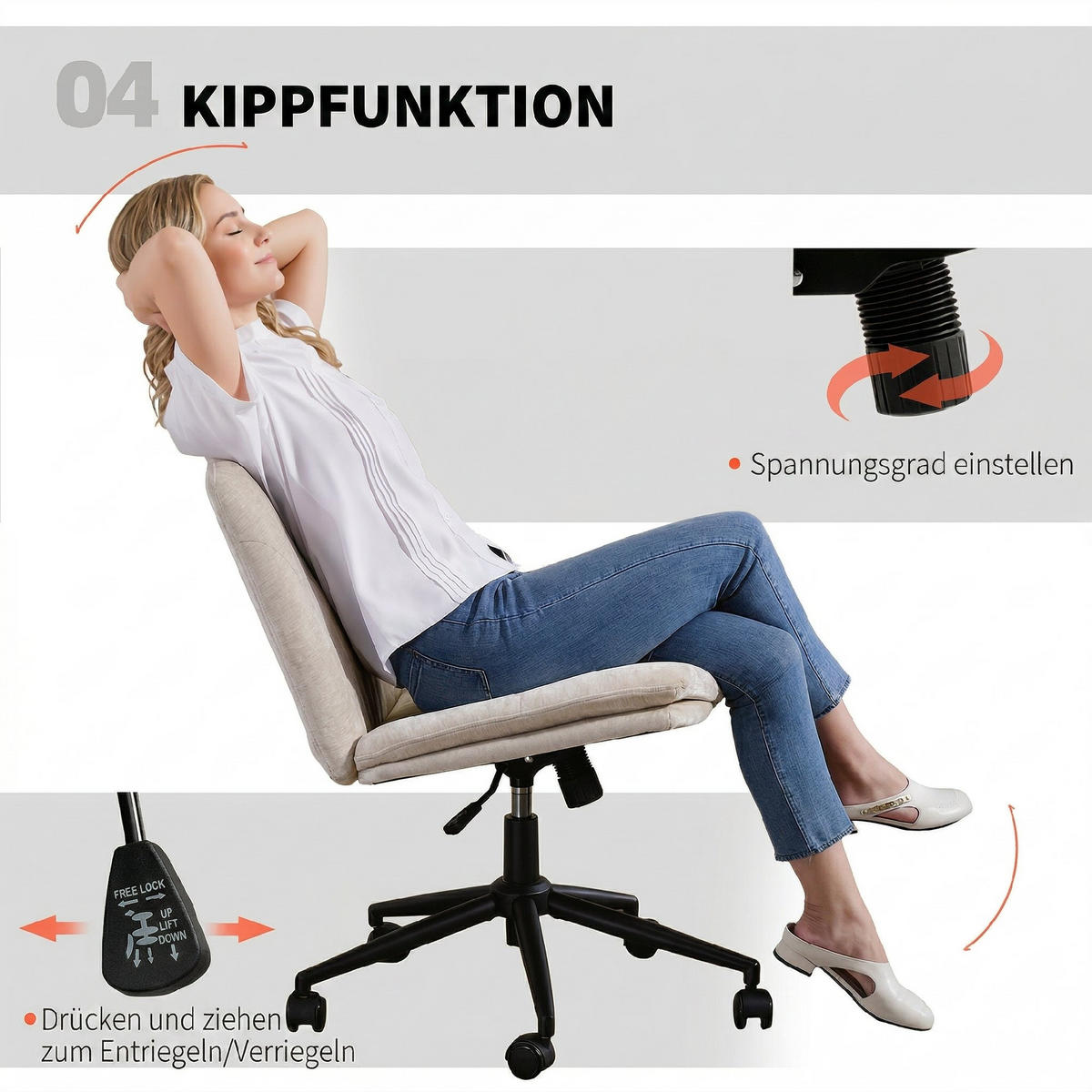 HOMCOM HOMEOFFICE-STUHL Polyester Beige jetzt nur online XXXLutz.de