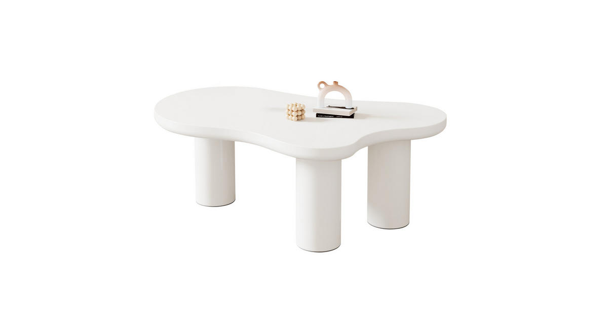 Modfu COUCHTISCH aus MDF und PVC 107x66x40,5 cm in Weiß mit ...