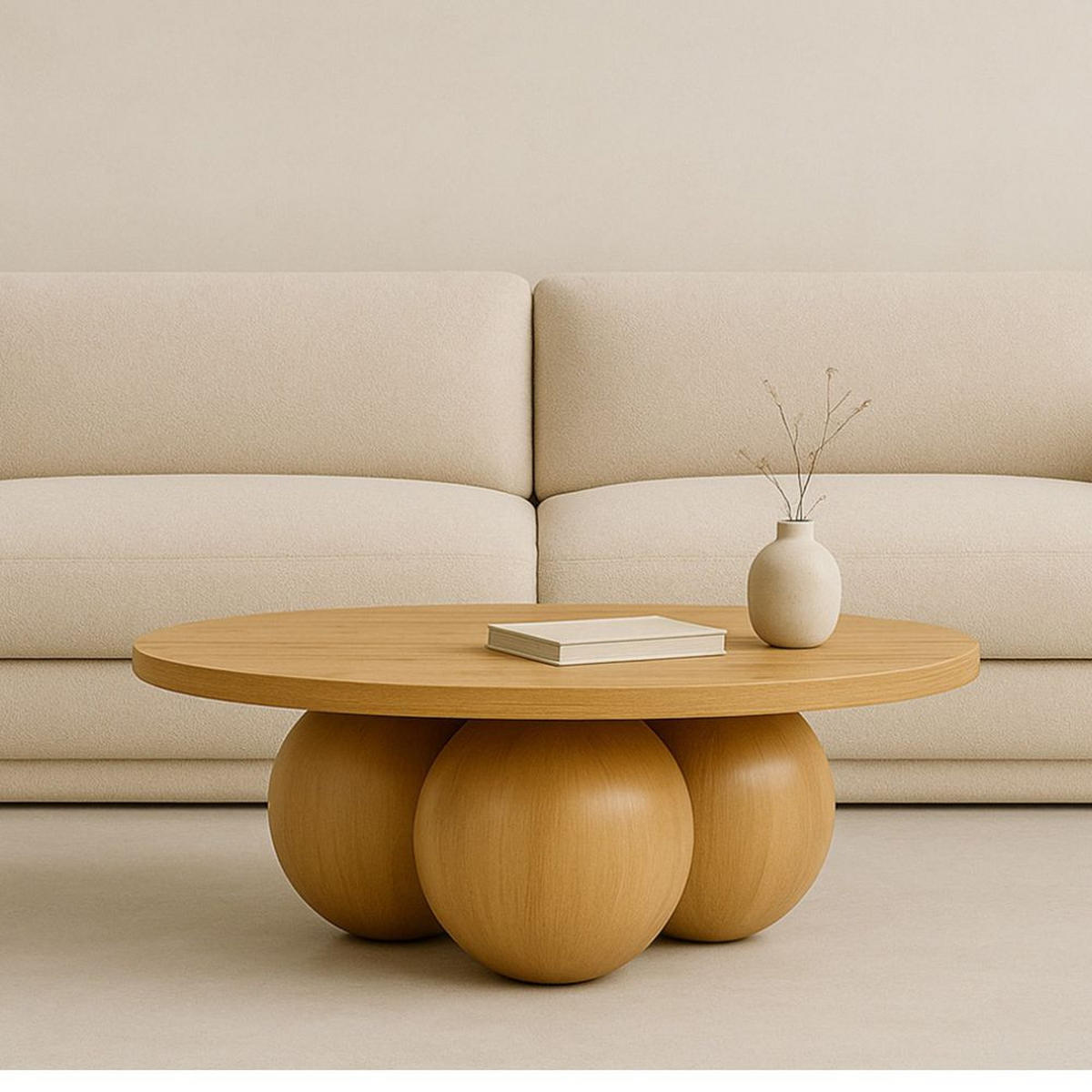 Dekori_Interiors COUCHTISCH BELLY runder 60 cm im modernen Stil (Eiche ...