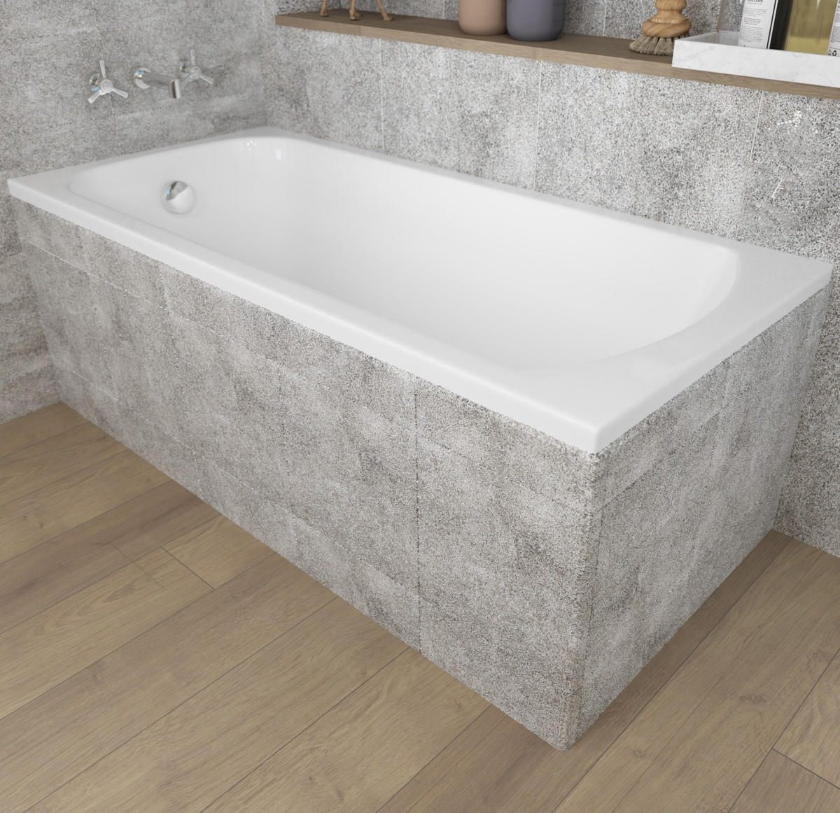 bad land BADEWANNE Rechteck CLASSIC 170/70 mit Styro Ablauf Füße jetzt ...