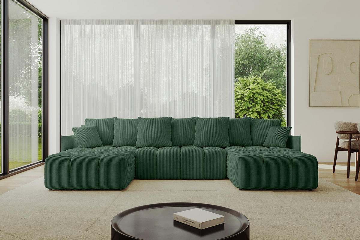 ALTDECOR WOHNLANDSCHAFT LONLI-U 355x189x68 Grün Cord jetzt nur online ...