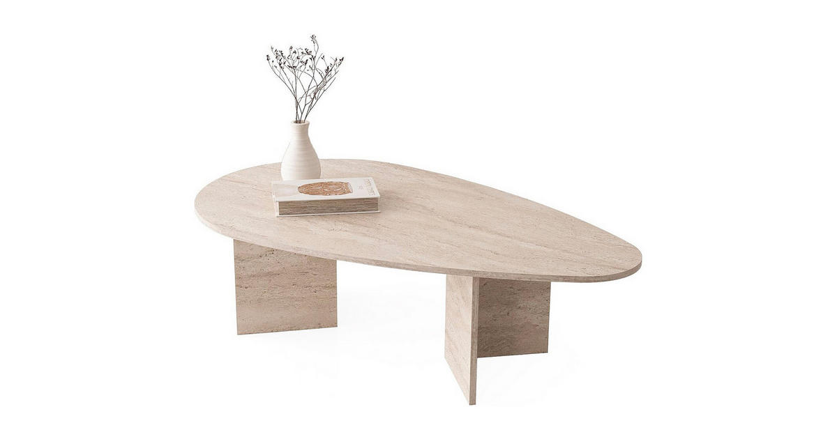 Vente-Unique COUCHTISCH - 139.5 cm x 79.5 cm - Holz, Platte - Beige ...