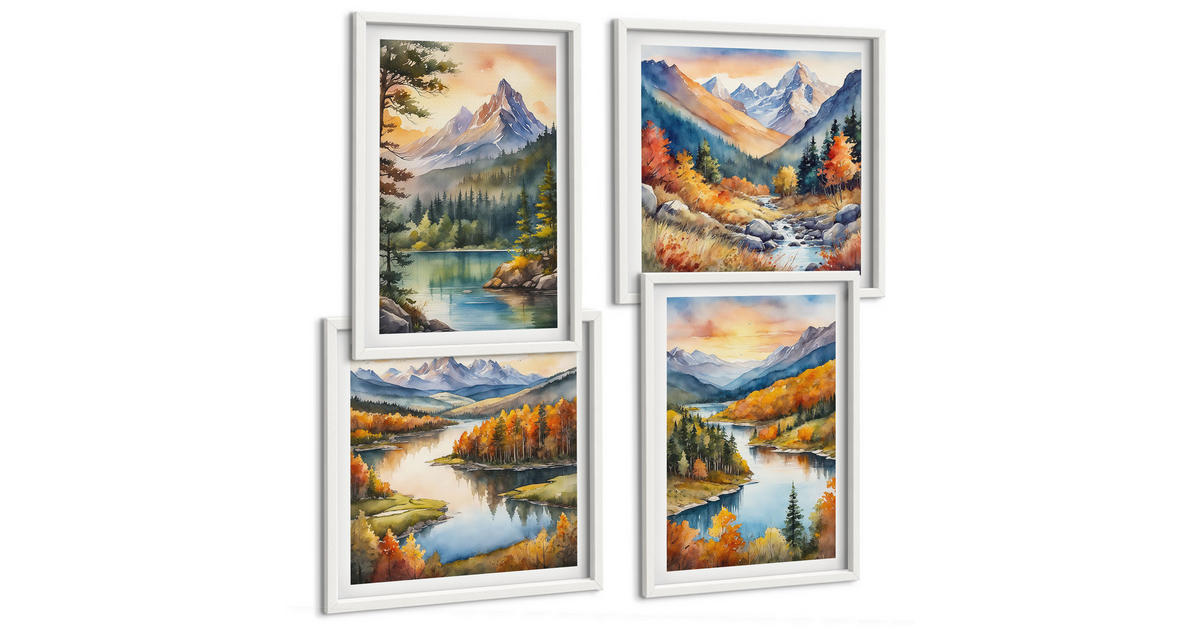 TULUP BILDER SET 4er Set - 50x50 cm & 40x60 cm Weißer Rahmen ...