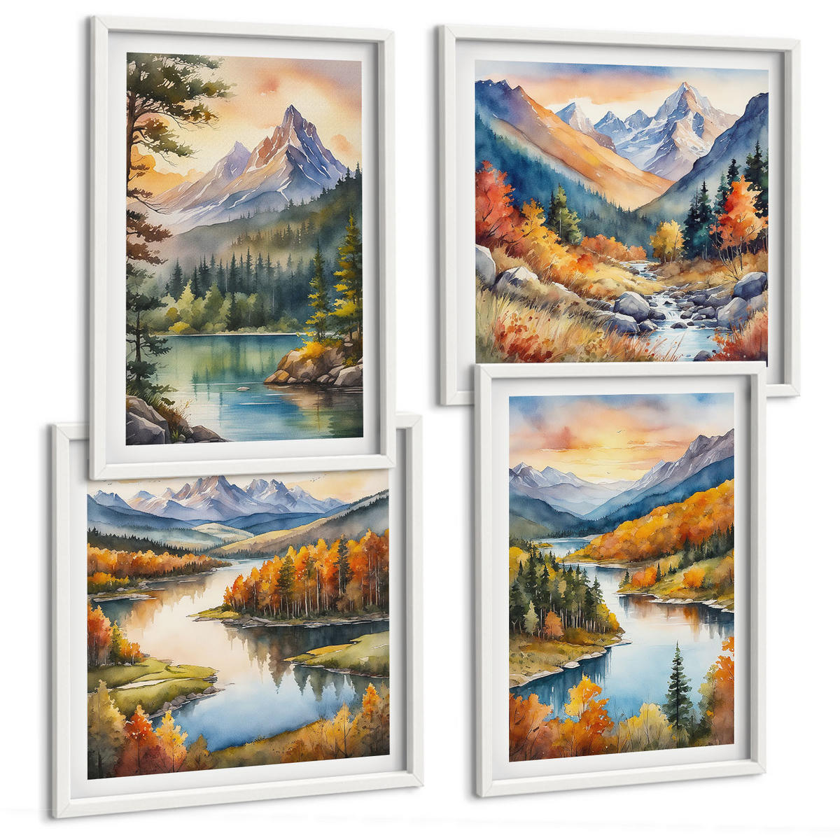 TULUP BILDER SET 4er Set - 50x50 cm & 40x60 cm Weißer Rahmen ...