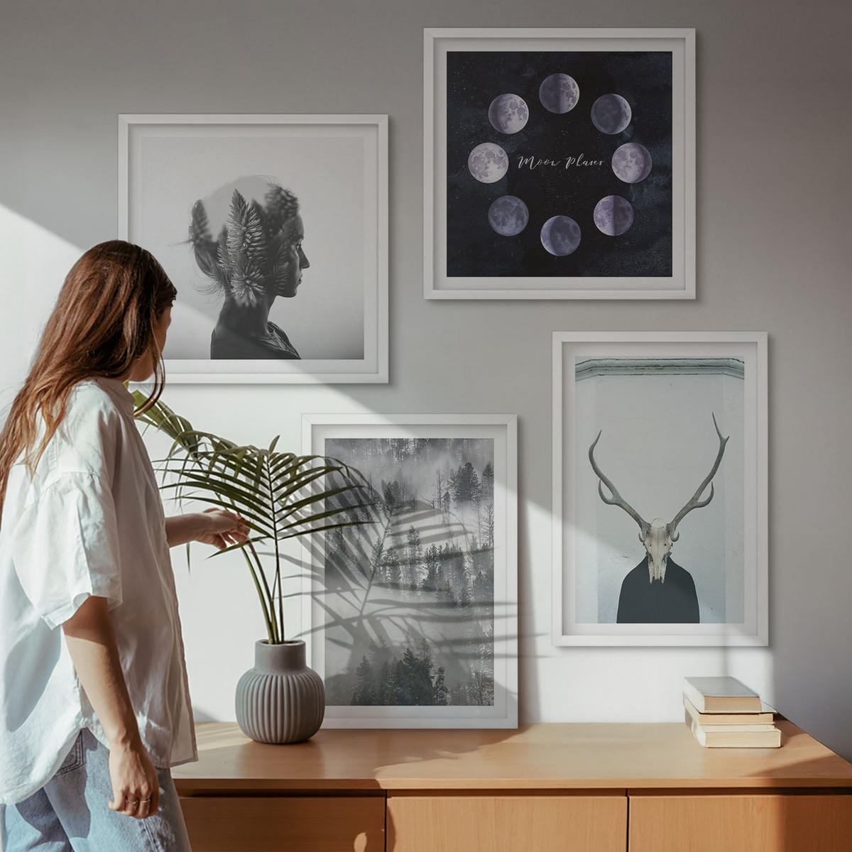 TULUP BILDER SET 4er Set - 50x50 cm & 40x60 cm Weißer Rahmen ...
