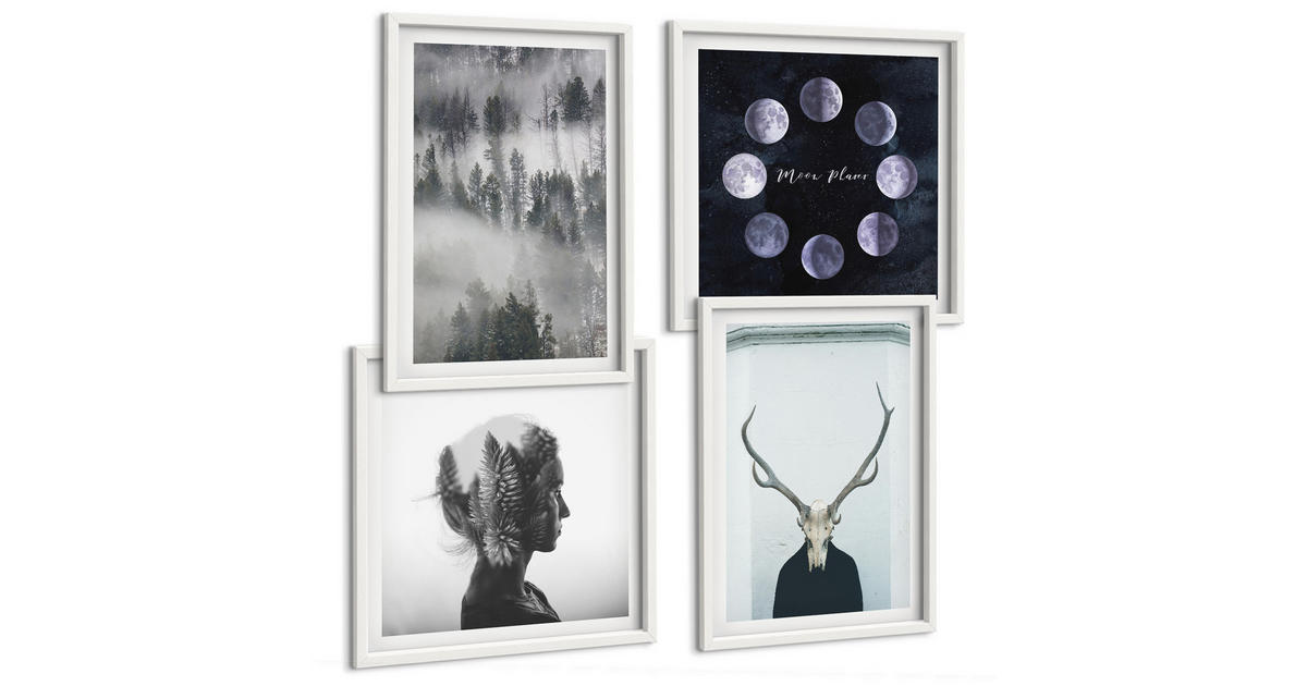 TULUP BILDER SET 4er Set - 50x50 cm & 40x60 cm Weißer Rahmen ...