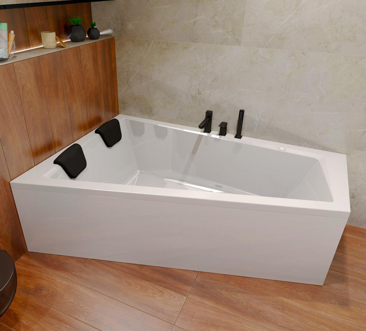 bad land BADEWANNE Eckwanne INTIMA 160/90 Links + Schürze + Kopfstütze ...