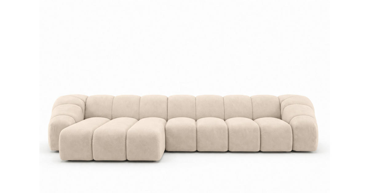 Kaiser Möbel ECKSOFA Modulare L-Form, Veloursstoff Bluvel, Creme, Links ...