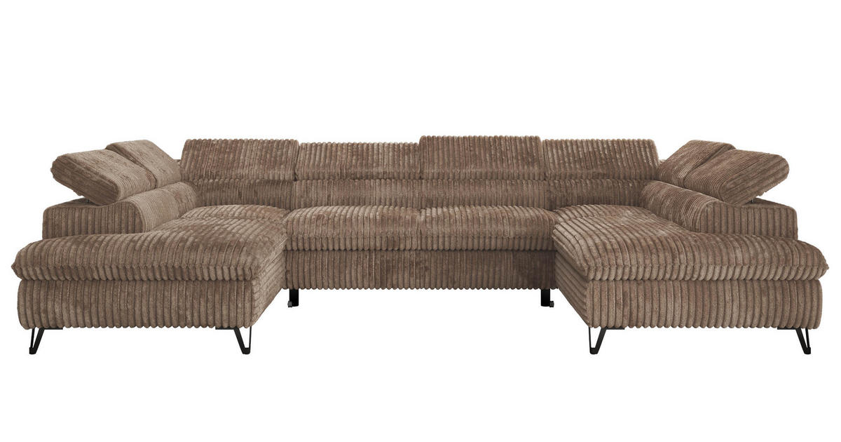 MKS WOHNLANDSCHAFT PABLO U Cord Braun mit Topper Visco jetzt nur online ...