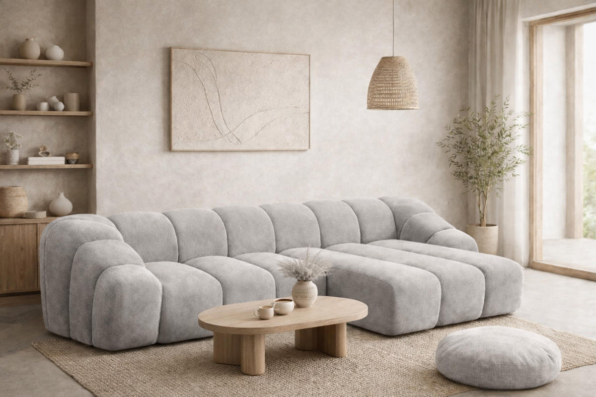 Kaiser Möbel ECKSOFA Modulare L-Form, Veloursstoff Bluvel, Grau, Rechts ...