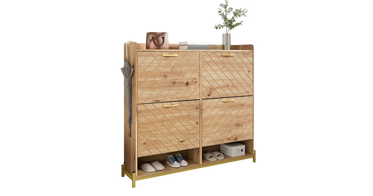 Redom SCHUHSCHRANK 108,5/24/100 cm aus MDF mit platzsparendem Stauraum ...