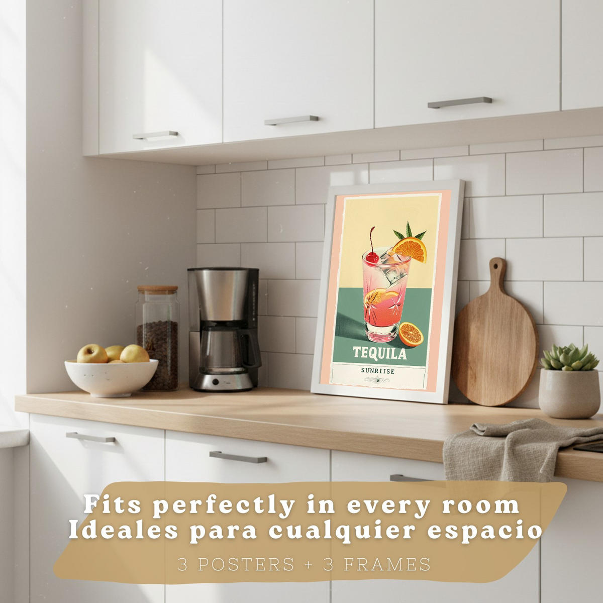 Nacnic POSTER 3er Set Cocktail-Wandbilder Daiquiri Tequila Sunrise und ...