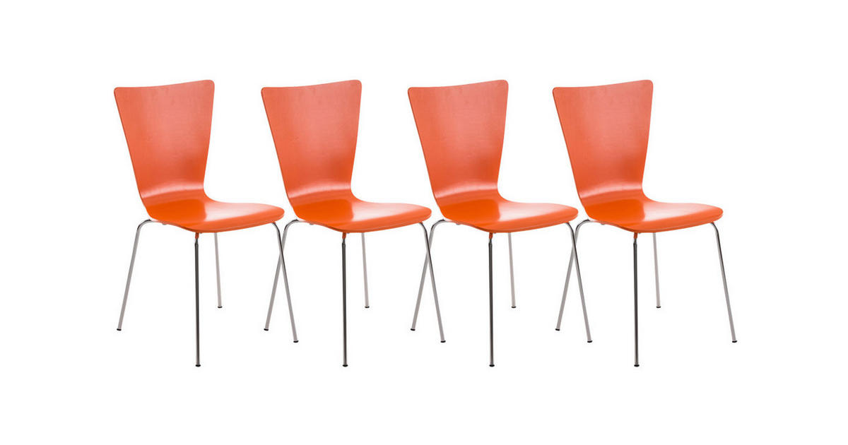 TPFLiving BESUCHERSTUHL Jaron, 4er Set mit Holzsitz und Metallgestell ...