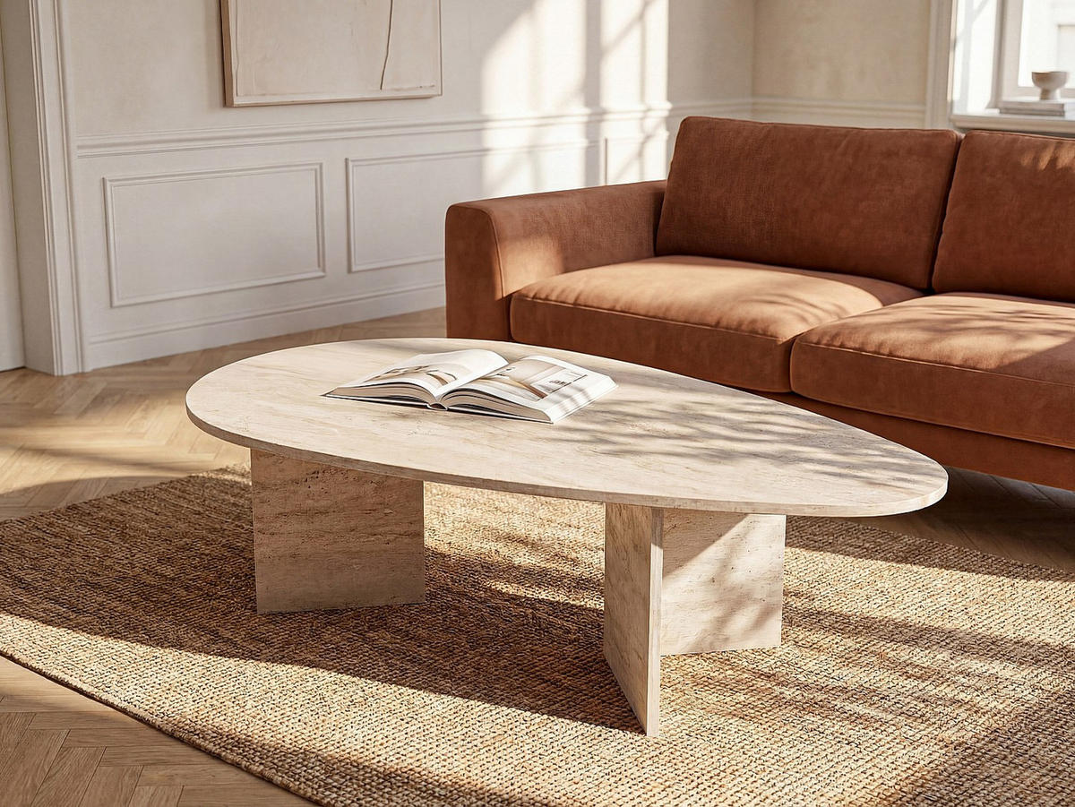 Vente-Unique COUCHTISCH - 139.5 cm x 79.5 cm - Holz, Platte - Beige ...