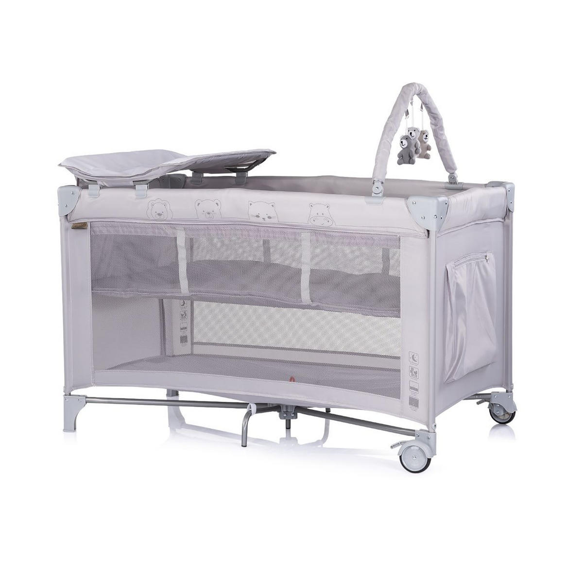 Chipolino REISEBETT Luna 2 Ebenen silber Wickelauflage klappbar ...