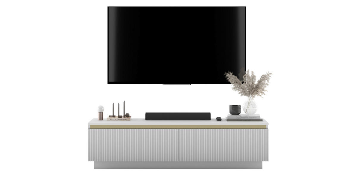 Meble Lindner TV-LOWBOARD Selene Weiß matt 140 cm mit Sockel jetzt nur ...