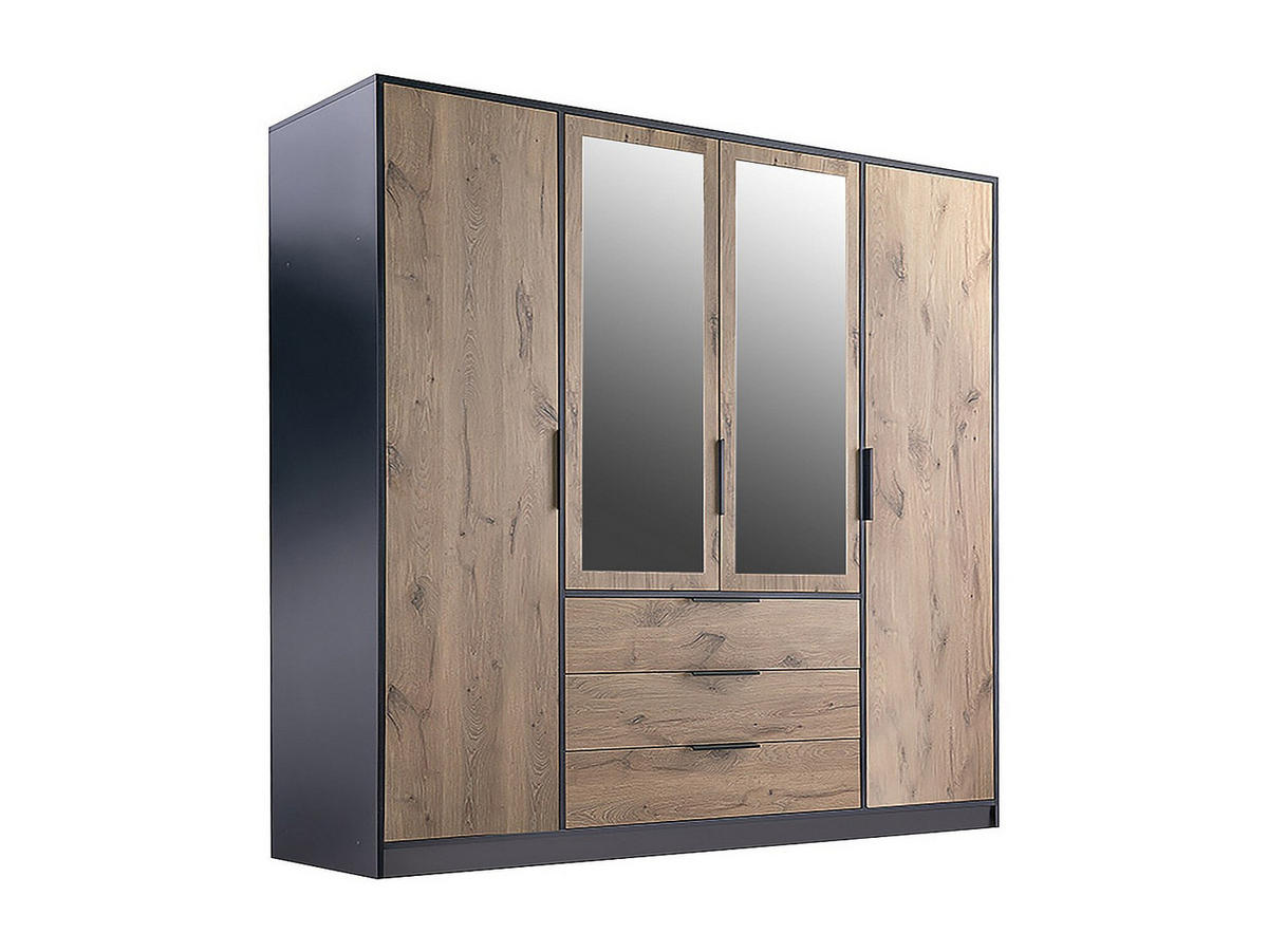 Vente-Unique KLEIDERSCHRANK - 196 cm x 58 cm - Holz, Platte - Schwarz ...