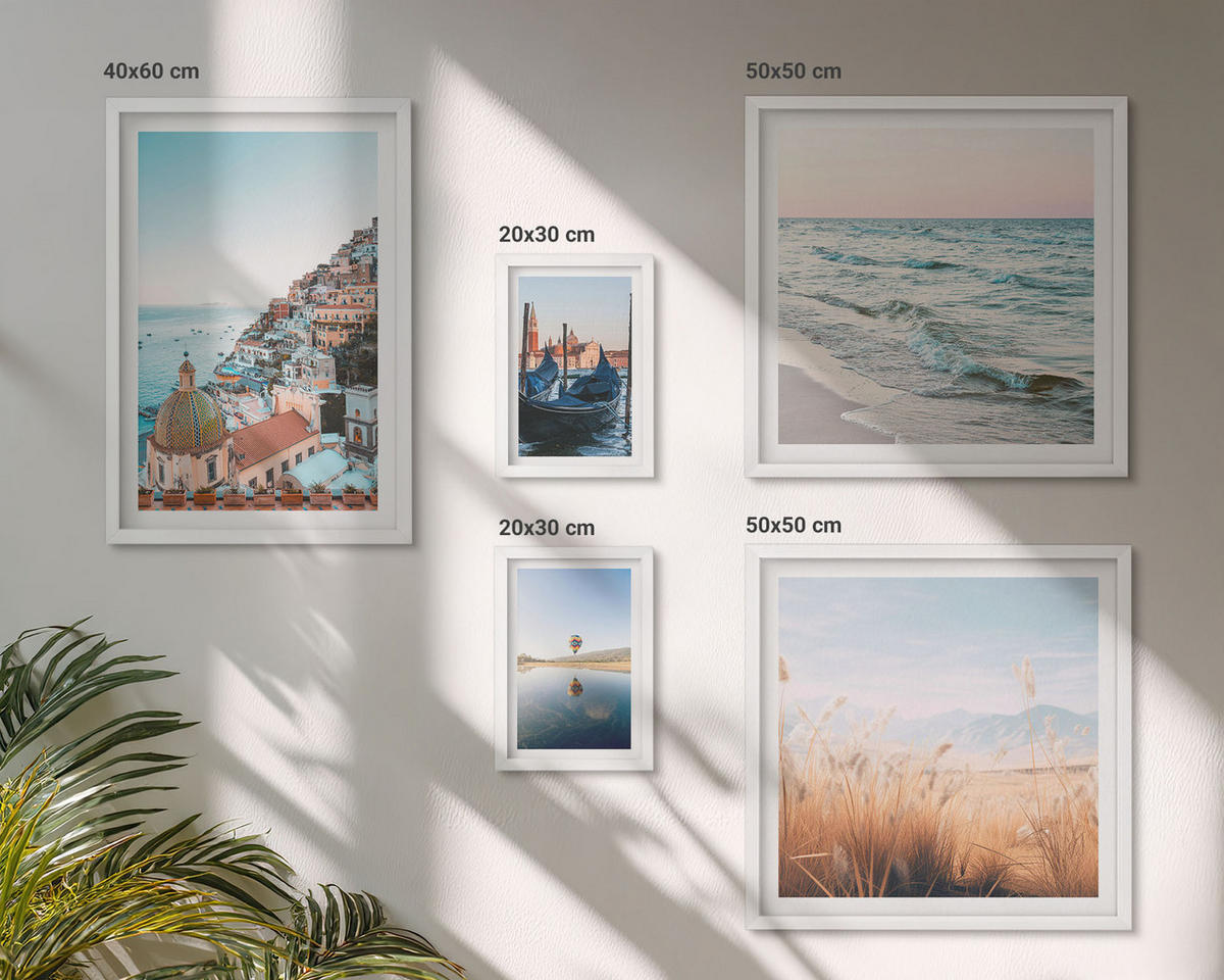 TULUP BILDER SET 5er Set - 50x50 cm & 20x30 cm & 40x60 cm Weißer Rahmen ...
