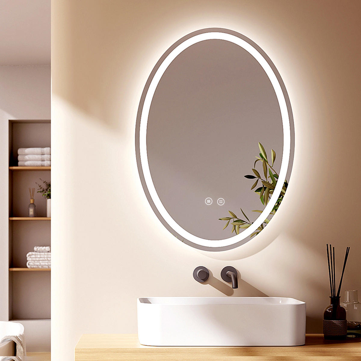 EMKE BADSPIEGEL mit LED-Beleuchtung Oval 80/60/3 cm jetzt nur online ...