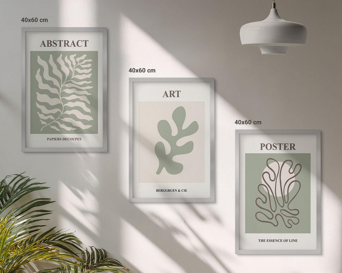 TULUP BILDER SET 3er Set - 40x60 cm Silberner Rahmen - Poster mit ...