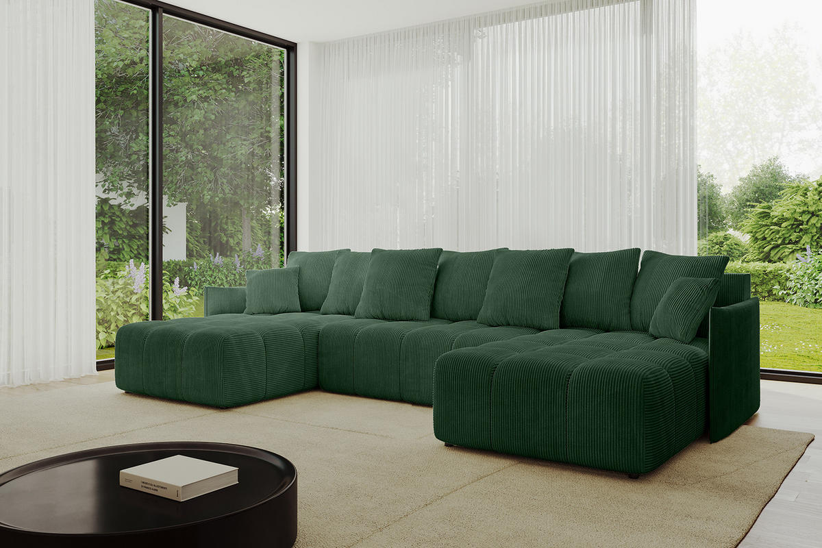 ALTDECOR WOHNLANDSCHAFT LONLI-U 355x189x68 Grün Cord jetzt nur online ...