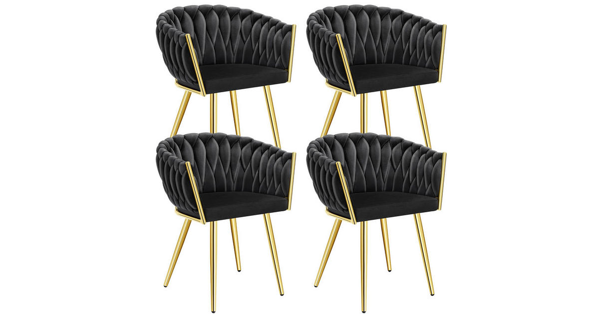 tectake ESSZIMMERSTUHL 4er Set Astano, 60,5 x 55 x 75 cm, schwarz/gold ...
