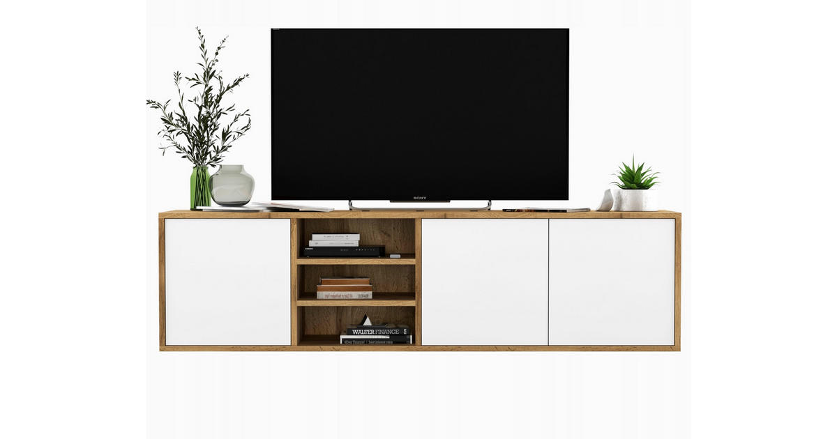 Meble Lindner TV-LOWBOARD Apollo Wotan Eiche / Weiß matt 150 cm online ...
