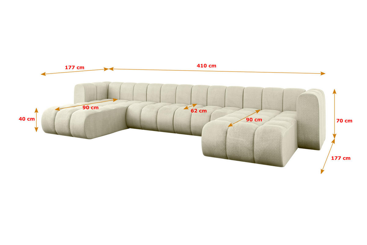ALTDECOR WOHNLANDSCHAFT modulares Sofa Joren-U2 - 410x177x70 cm Beige ...
