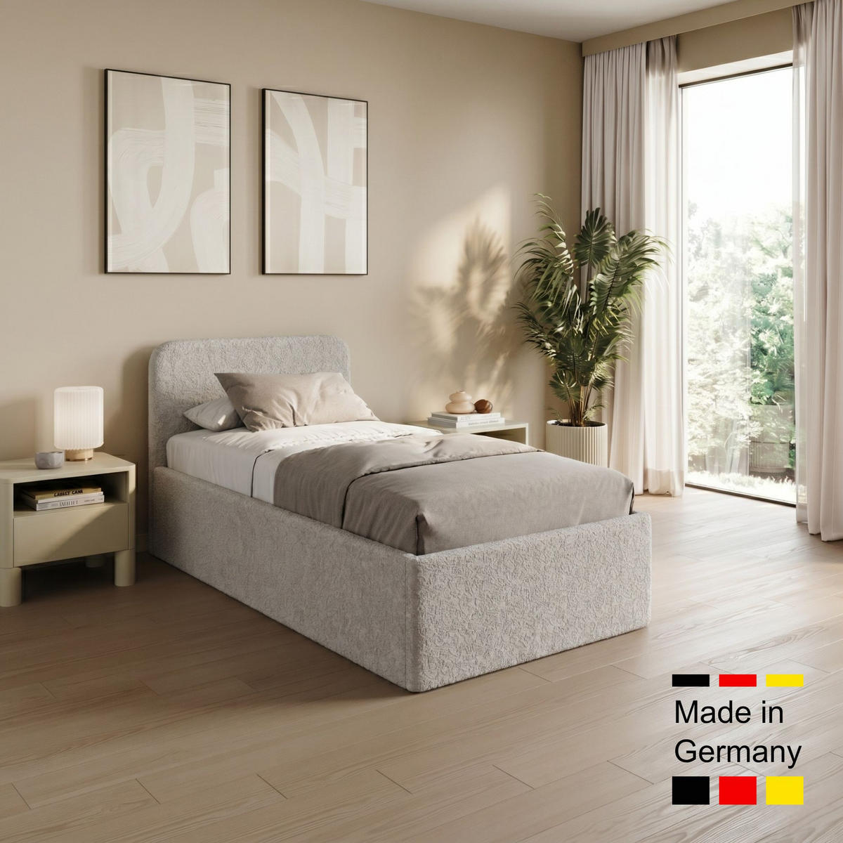 Home Collective POLSTERBETT 100x200 cm Bonnell-Matratze H2 Bouclé ...