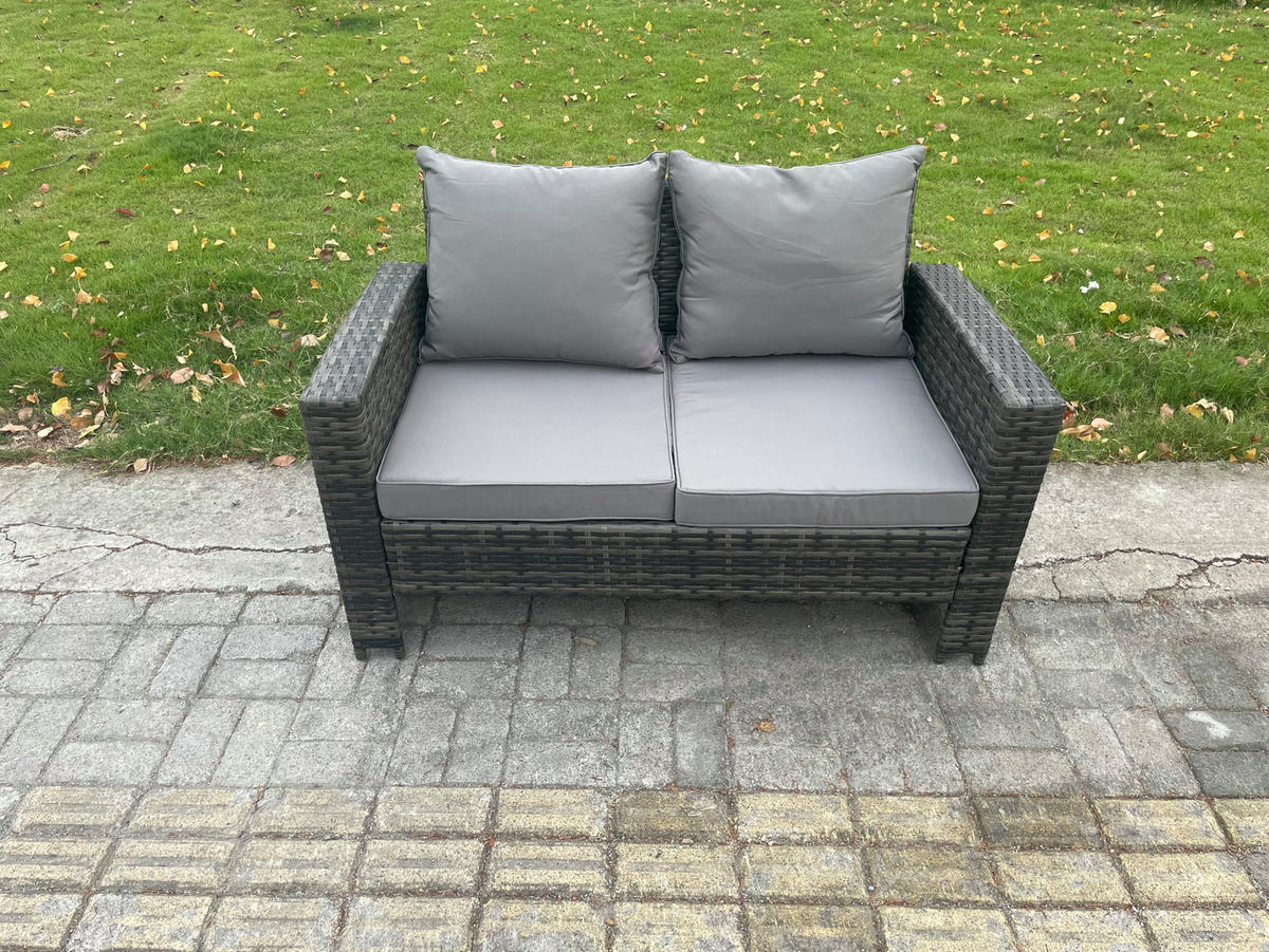 Fimous GARTEN SOFA SET mit 3 HOCKER Polyrattan Dunkelgrau 7 Sitzer jetzt nur online XXXLutz